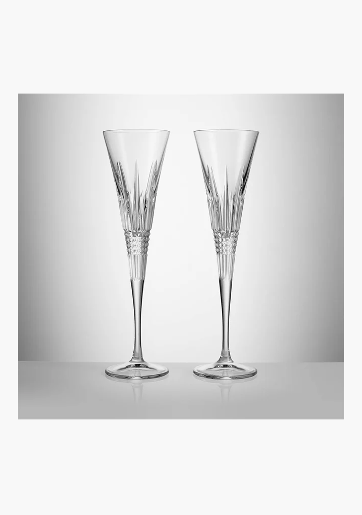 Waterford Lismore Diamond Flute Pair – Willow Park Wines & Spirits